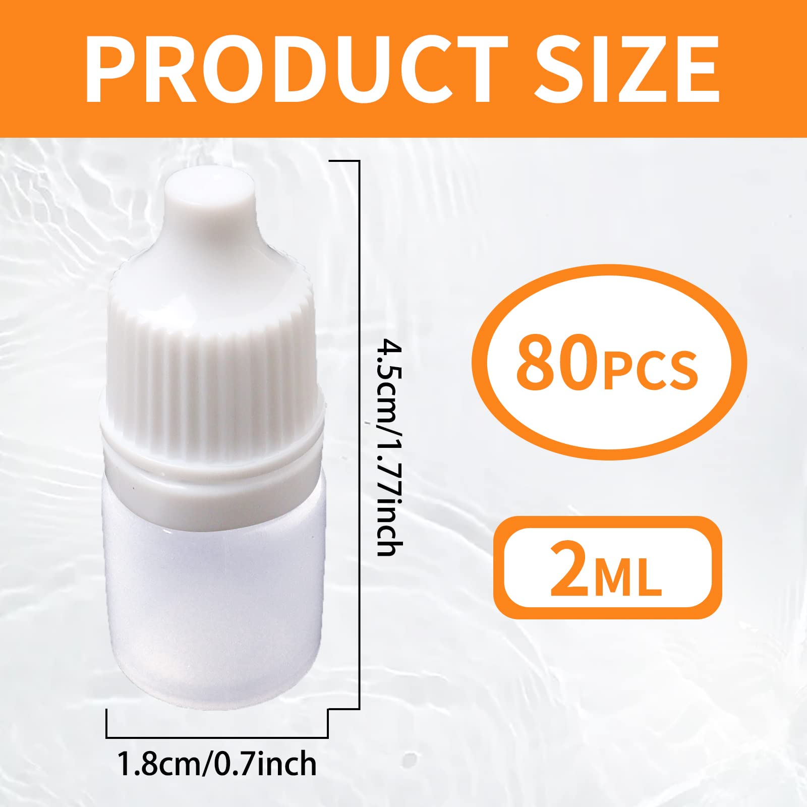IRA POLLITT 80PCS 2ml Plastic Empty Dropper Bottles Squeezable Eyedrops Dropping Bottle Liquid Dropper with Screw Cap and Plug for Home and Travel