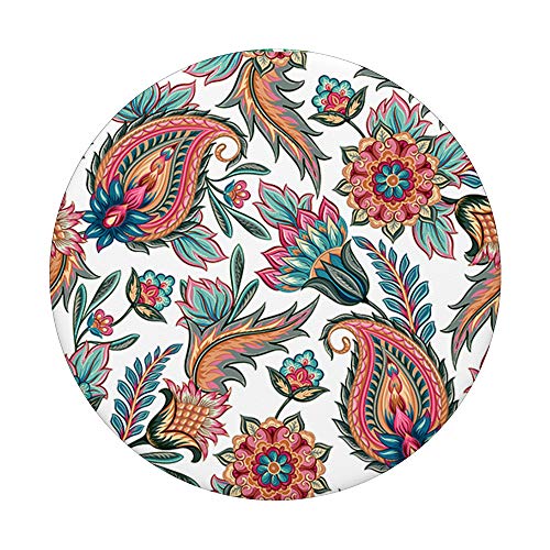 White Background Red Blue Leaves Flower Paisley PopSockets PopGrip: Swappable Grip for Phones & Tablets