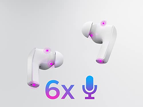 Lenovo Smart True Wireless Earbuds - Smart Switch Fast Pair - Active Noise Cancelling Earphones with Wireless Charging Case - 28 Hrs Playtime Headphones - 6 Built-in Mics - Bluetooth - White