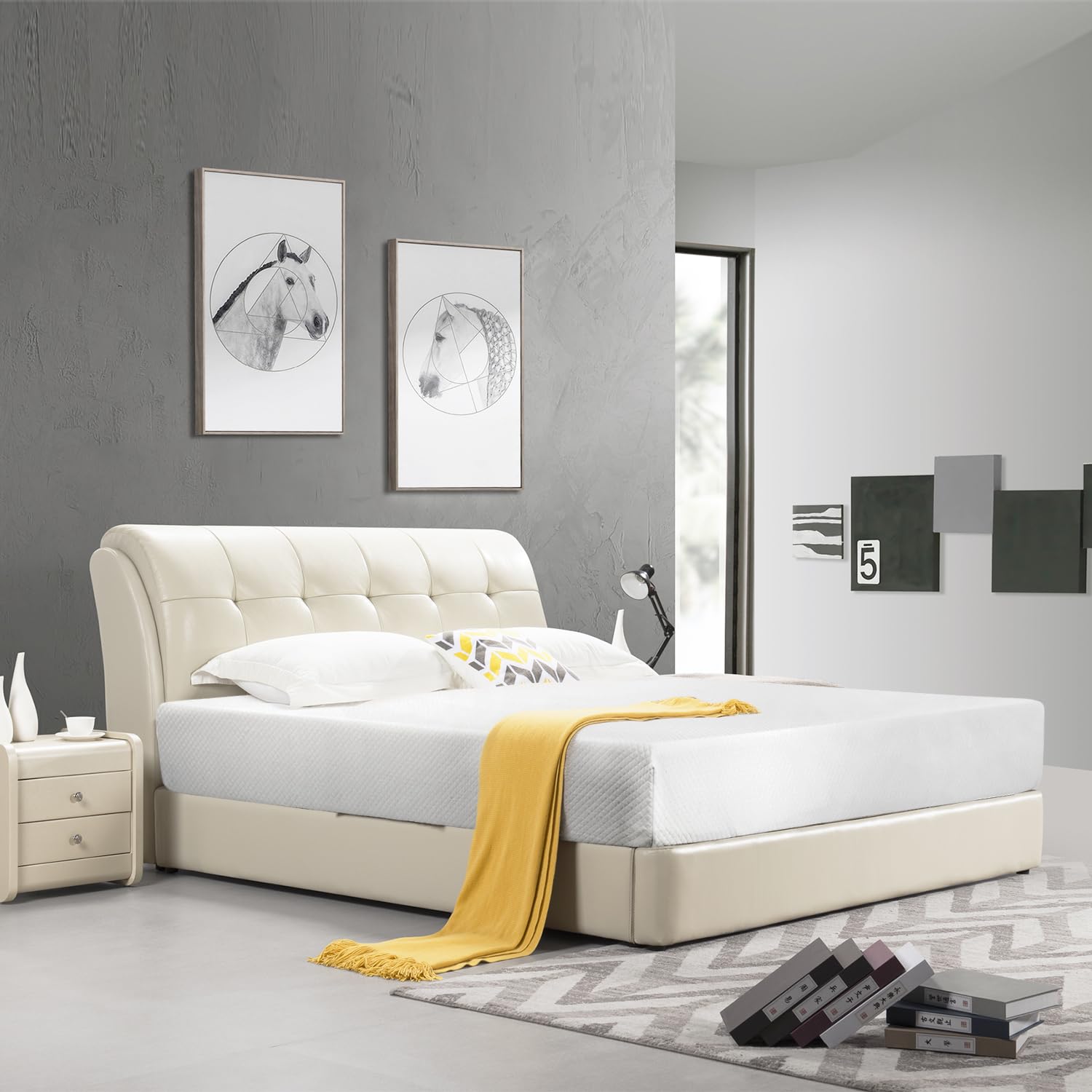 NChanmar 8 inch Memory Foam Mattress Cooling Gel Green Tea Mattress/Pressure Relieving/CertiPUR-US Certified/Bed-in-a-Box/Cooling Gel Foam, White,Full