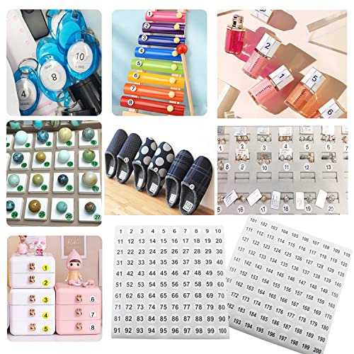 Number Stickers LUORNG 20 Sheets 0.4" 1 to 200 Digital Sticker Circular Self Adhesive Labels Black on White (10 Sheets 1 to 100 and 10 Sheets 101 to 200)