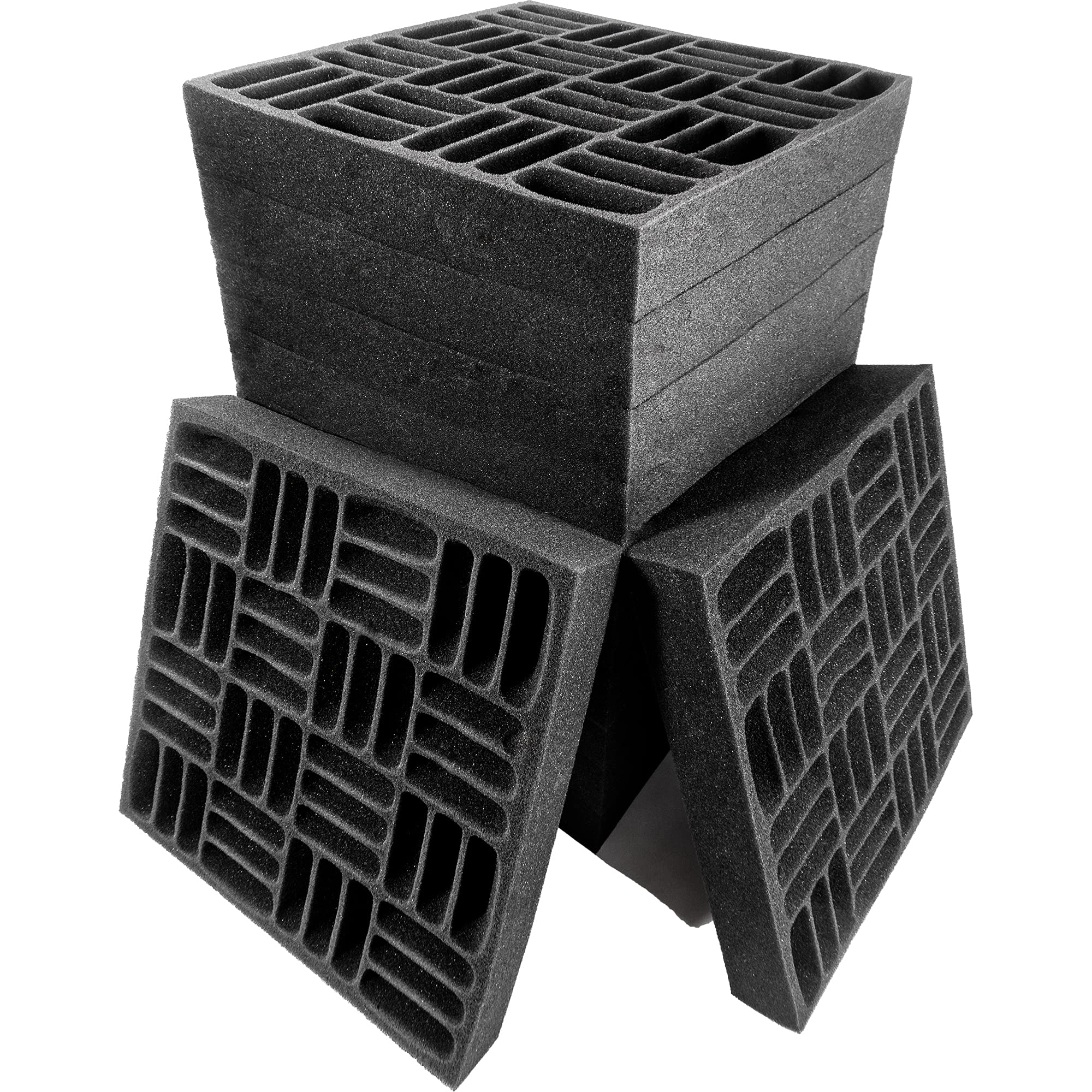 Foroomaco 12 Pack Acoustic Foam Panels 12.6"x12.6"x2" Grid Style Sound Proof Foam Panels for Walls, Home Studio Acoustic Treatments, Sound Insulation Absorbing Foam (Black)