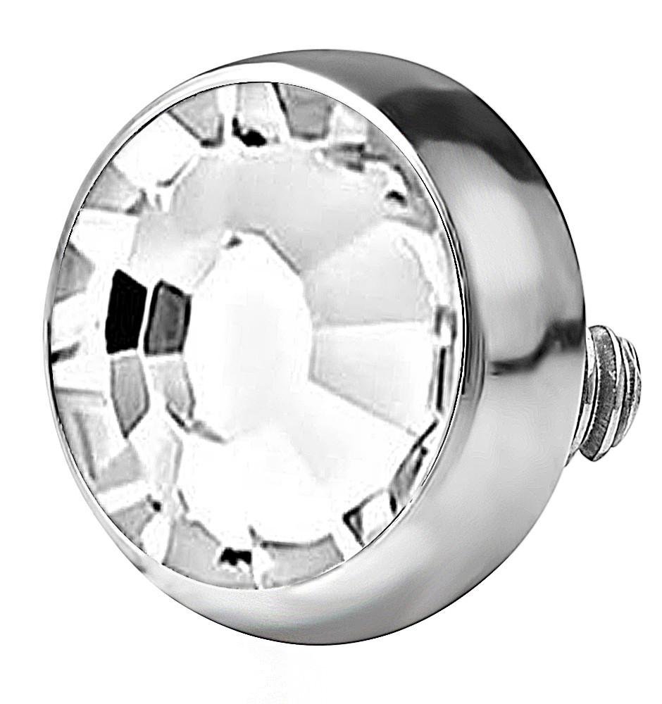 Forbidden Body Jewelry Bundle: 14g Ultra Thin Flat Clear 4.4 mm Gem Top for Dermal Piercing + 5" Surface Anchor Forceps