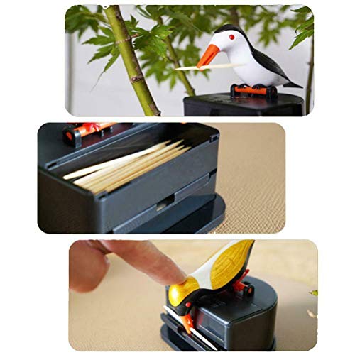 Hinder Toothpick Dispenser,Automatic Bird Toothpick Box Bird Woodpecker Toothpick Dispenser Table Toothpick Box Case Storage