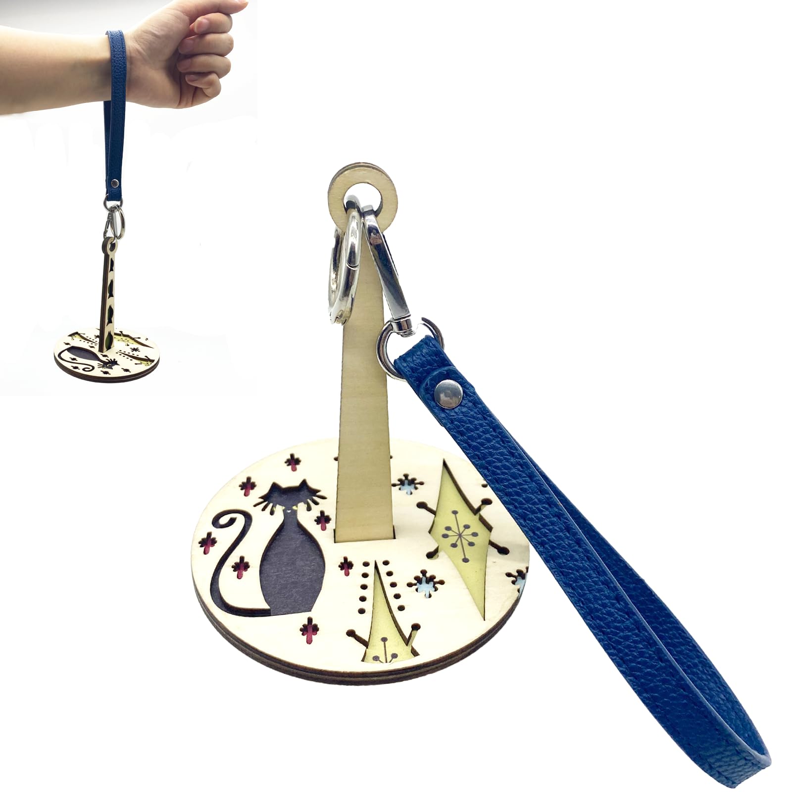 Portable Wrist Yarn Holder, Wood Wrist Yarn Ball Minder Stand with Leather Wristband
