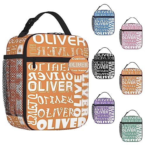 Jdowkoa Custom Lunch Bag with Name, Personalized Reusable Insulated Lunch Box with Name for Girls Boys Women Men, Customized Name Lunch Tote Bags for Picnic Travel School Work