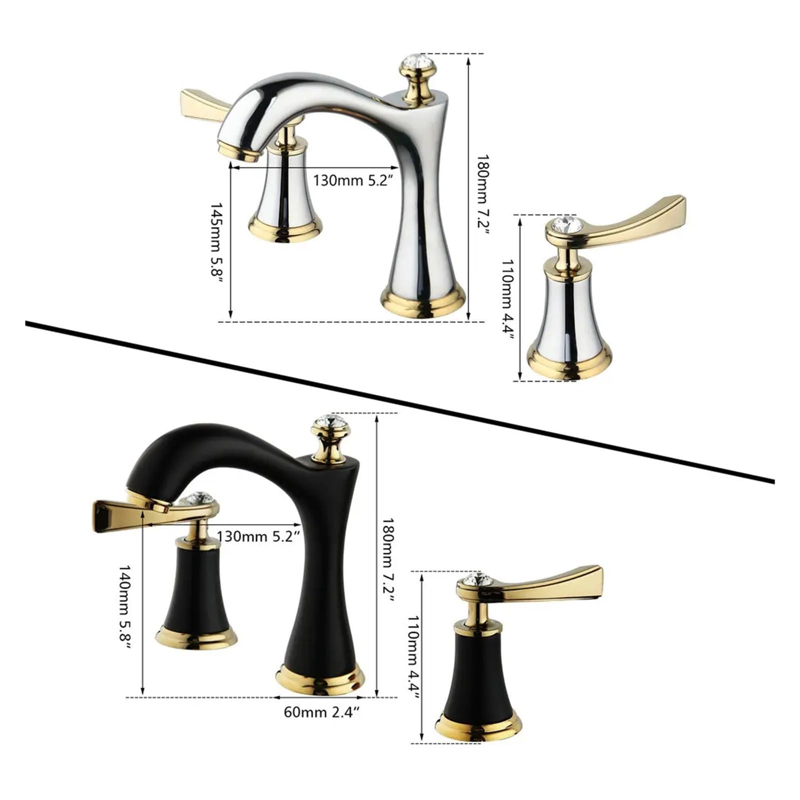 ItoNc Matte Black Gold Bathroom Faucet Base Handle Chrome Plated Brass 3 Piece Bathtub Basin Faucet Taps,Kitchen faucets