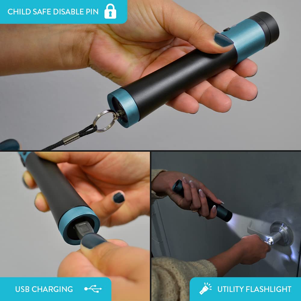 Guard Dog T-10000 Stun Gun Flashlight, Rechargeable with Safety Pin, Car Charger Included, Wrist Strap