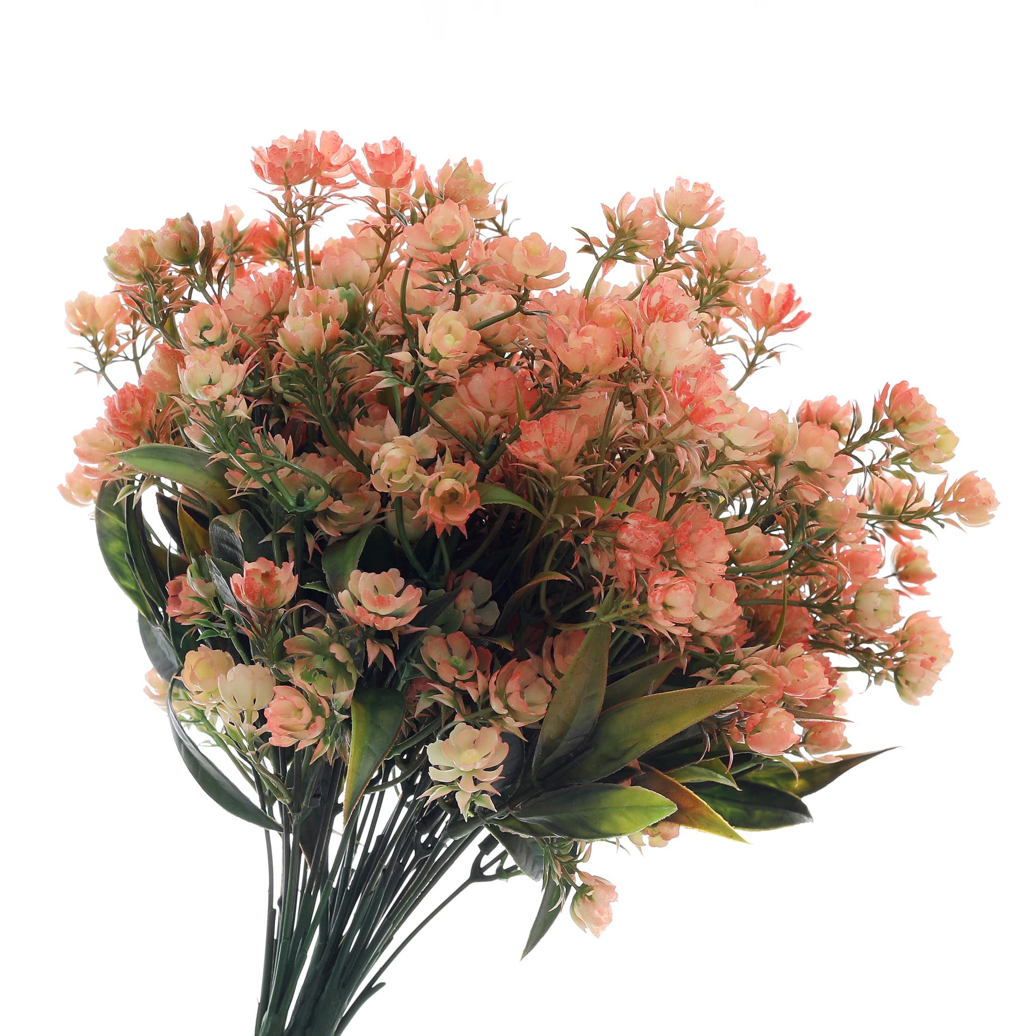 Grand Verde Plastic Flowers Artificial Bouquets Faux Wildflowers 12.8β Short Stems, Cemetery Grave Outdoor Balcony Decoration Bulk, 10pcs (Orange)