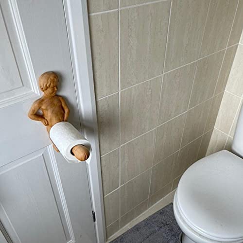 Wooden Toilet Paper Holder Tissue Holder Funny Design Creative Wall Mount Toilet Roll Paper Holder for Home Bathroom Washroom