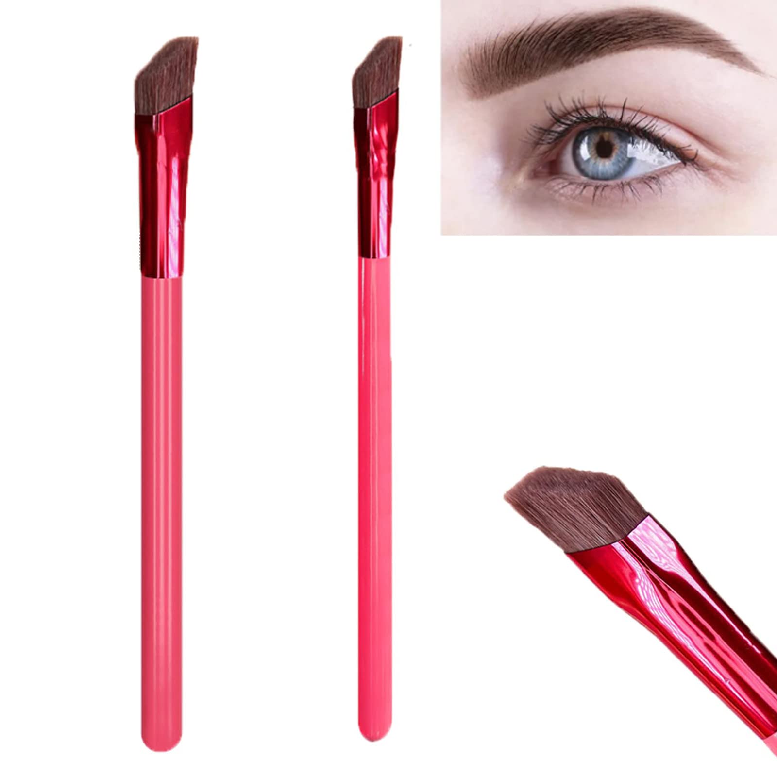 Multi Function Eyebrow Brush, Novahebe Multi-function Eyebrow Brush, Eye Brow Concealer Contour Brush, Three-dimensional Concealer Makeup Brush Angled Eyebrow Hairline Brush (2 PCS)