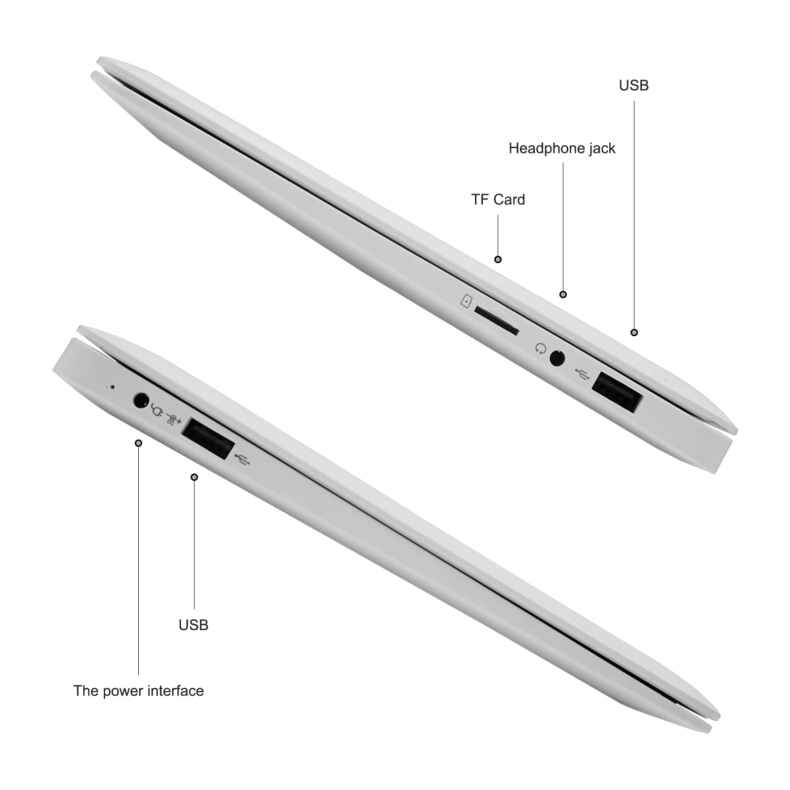 KANGBUKE Android OS Laptop,10.1-Inch IPS(1280 * 800) Display, Built-in WiFi, Front Camera, Bluetooth,Mini Netbook pc. (White)