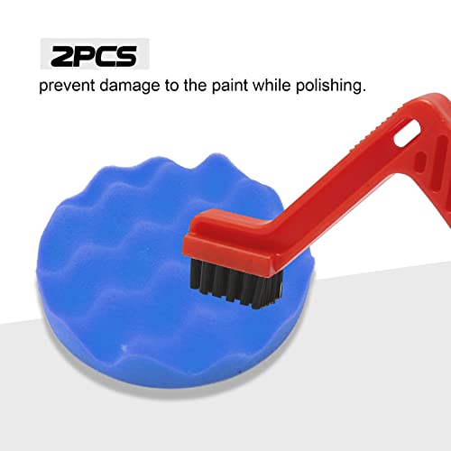 Wool Buffing Pad Cleaning Spur Tool+ Foam Pad Brush Polishing Spur Tool Set Professional Cleaning Tool for Buffing Pads and Woolen Pads