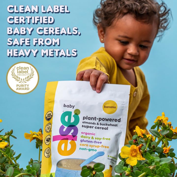 Else Nutrition Baby Cereal Stage 1 for 6 months+, High Iron, Plant Protein, Organic, Whole foods, Vitamins and Minerals (Banana-High Iron, 6 Pack)