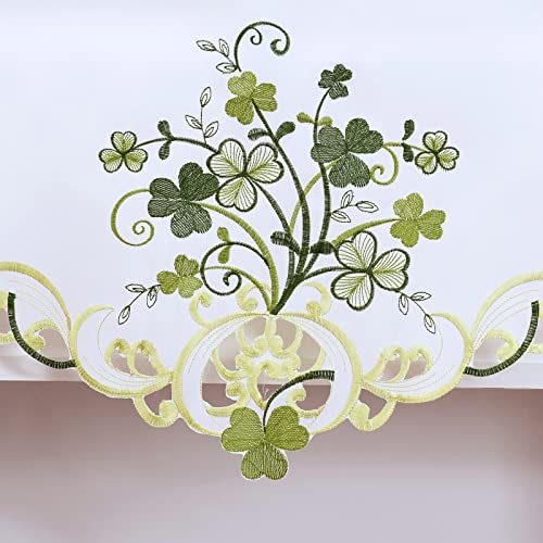 Simhomsen Embroidered Irish Clover St. Patrick’s Day Mantel Scarf Fireplace Top Runner for Spring Shamrock Decorations (70 × 17 inches)