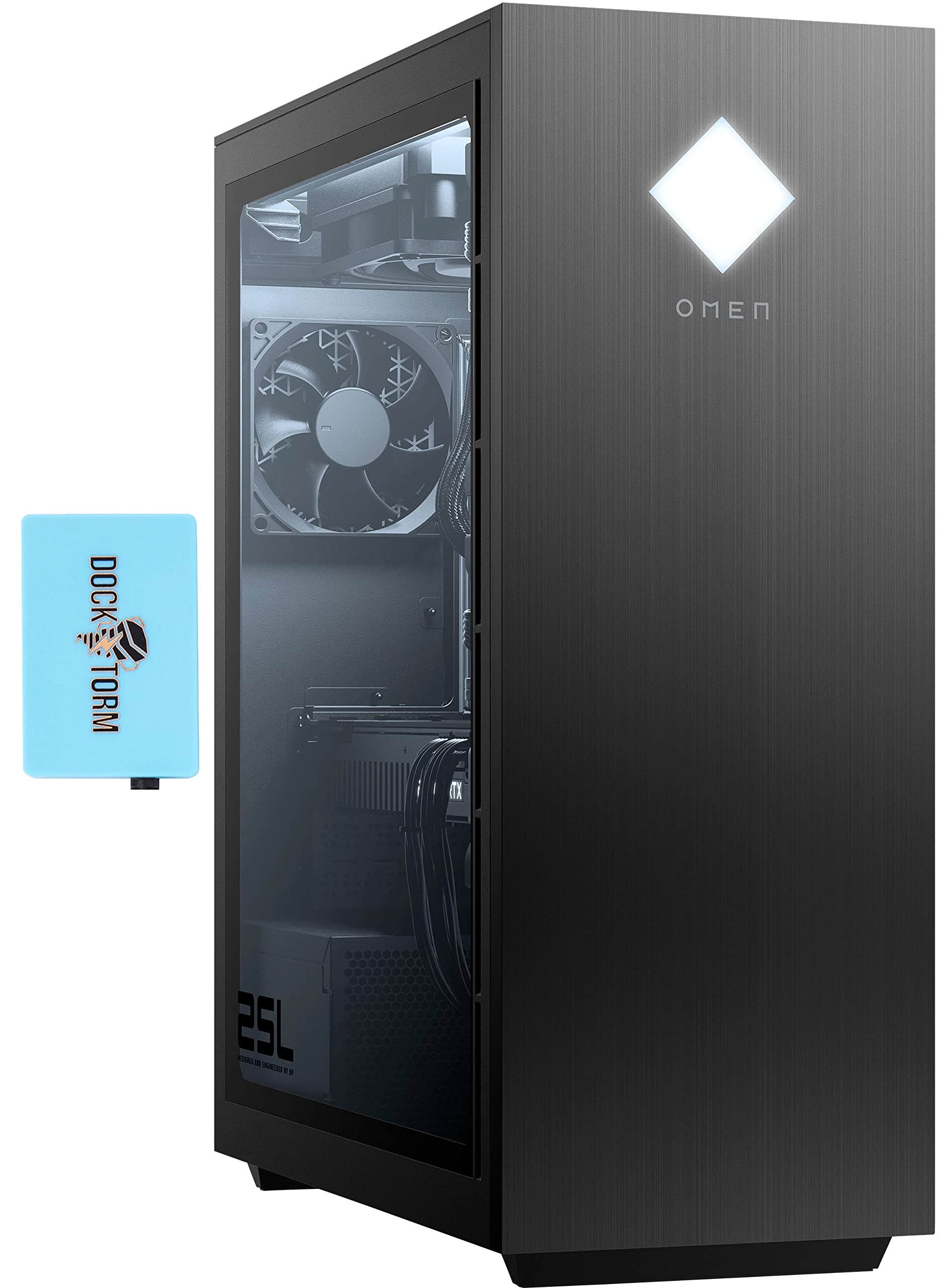 HP OMEN GT12-0124 25L Gaming Desktop (Intel i5-10400 6-Core, 32GB RAM, 512GB PCIe SSD + 1TB HDD (3.5), GeForce GTX 1660 Super, WiFi 5, Bluetooth 5.1, HDMI, USB 3.2, Win 11 Pro) w/Hub