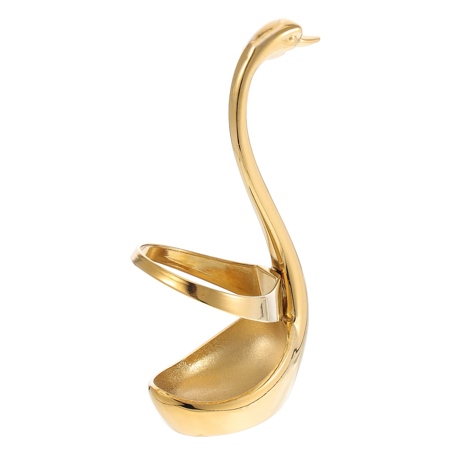 Hemoton Dinnerware Set Spoon Stand Stainless Steel Utensil Holder Fruit Dessert Flatware Swan Base Holder Spoon Organizer for Countertop (Golden) Spoon and Fork Holder Stainless Steel Swan Holder