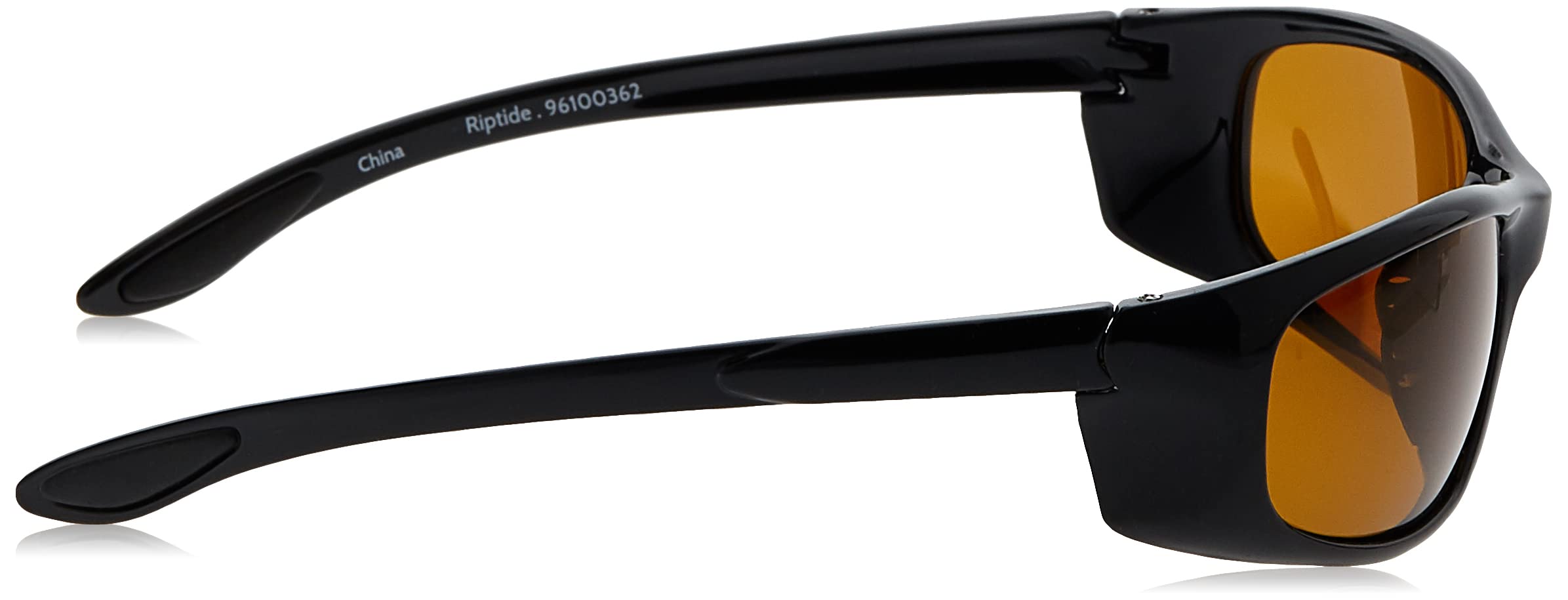 Fisherman Eyewear Riptide Sunglass, Black Frame, Amber Polarized Lens, Medium/Large