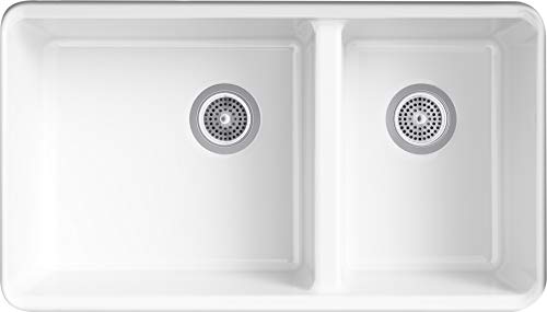 Kohler K-8669-5UA3-0 Riverby Kitchen Sinks, Large, White