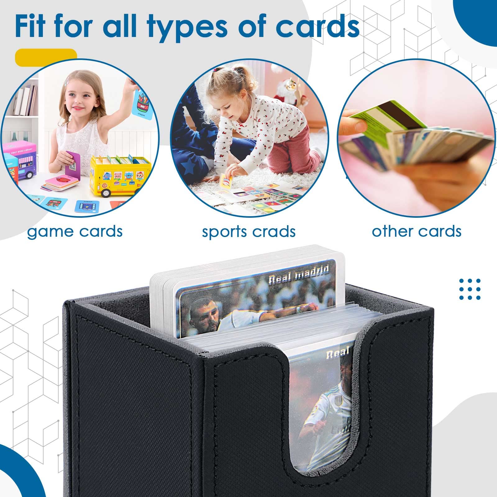 Homthy 100+ Card Deck Case for Trading Cards, Card Deck Boxes with 100 PCS Penny Card Sleeves Commander Card Storage Box Magic Card Protectors Fit for YuGiOh, MTG and Sport Cards