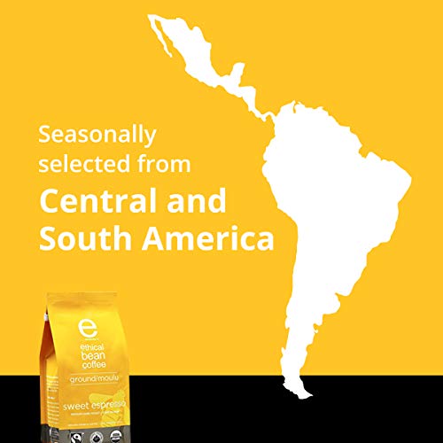 Ethical Bean Fairtrade Organic Sweet Espresso Medium Dark Roast Ground Espresso Coffee (8 oz Bag)
