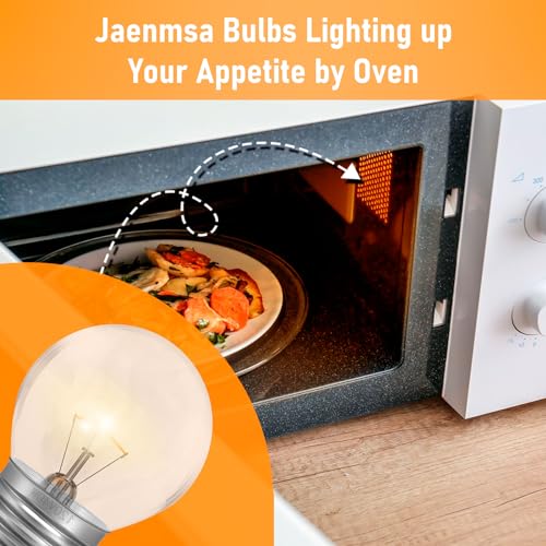 Jaenmsa 40 Watt Appliance Oven Light Bulb G45,300℃ Hight Temp Light Bulbs Replacement for Oven,Incandescent,Stove, Refrigerator,Microwave,E26 Socket 110V-130V Clear,Dimmable,2 Pack