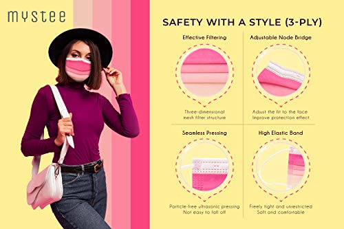 Mystee-2 15pcs Coloring Disposable 3-Ply Safety & comfortable Fashion Face Mask (Rose Gold)
