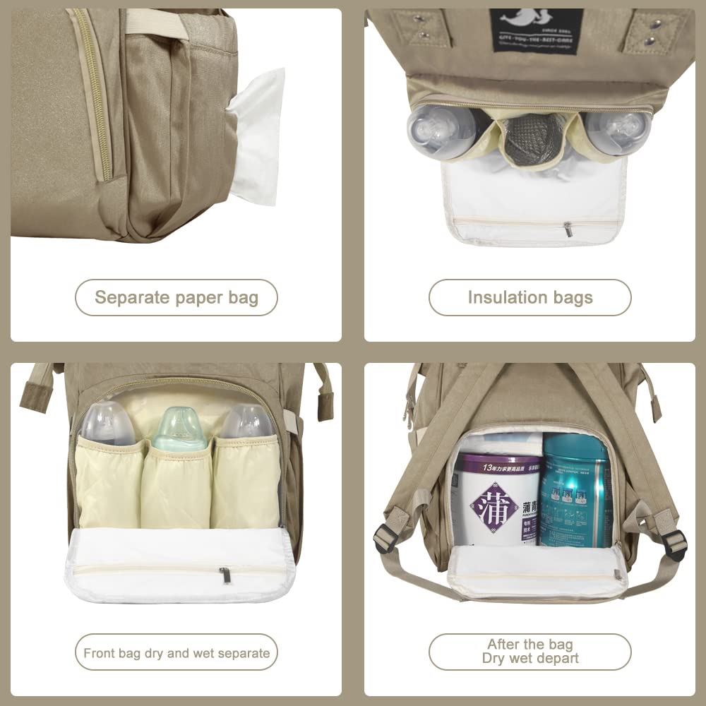 ISENSHI Diaper Bag Backpack, Multifunction Baby Bags for Girls Boys, Travel Backpack with Stroller Straps