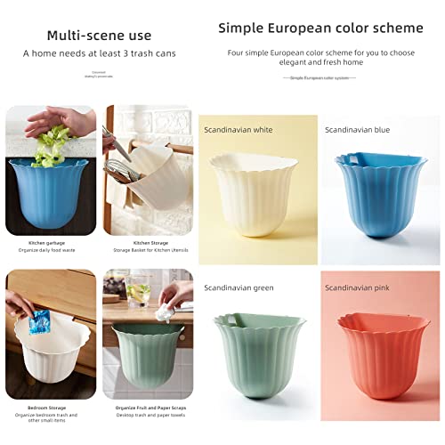 KAYKAI 2 PCS Hanging Trash Can Kitchen Compost Bin,Under Sink Trash Can Wall Mounted Food Waste Bin,Over-Cabinet Garbage Trash Can for Collecting Food Scraps,White&Green