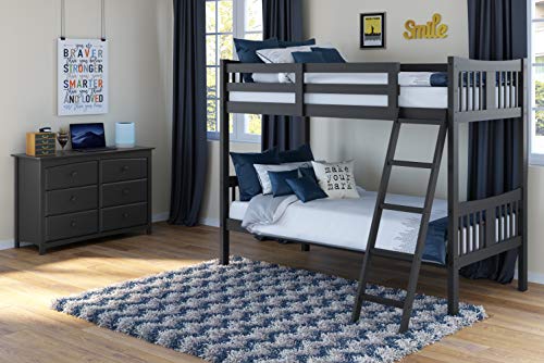 Storkcraft Caribou Twin-over-Twin Bunk Bed (Gray) β GREENGUARD Gold Certified, Converts to 2 individual twin beds