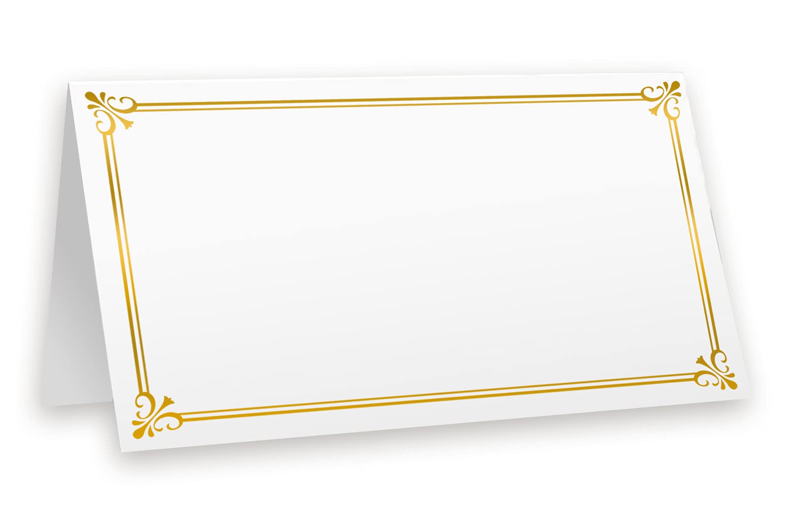 Table Tent, Place Cards Double Sides, 20 Pack, Small Tent Cards with Gold Foil Border and 20 Thank You Tags Included (Place Card 1 Gold)