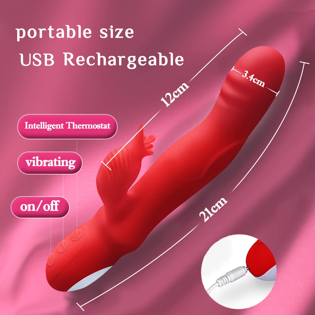 duubee Handheld Personal Rechargeable 9 Inch Vibrators Electric Vibrating Pleasure Portable Powerful Massager for Full Body Relaxation Massage Gifts 08281, Red