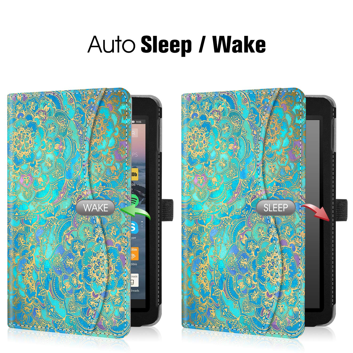 Fintie Case for Amazon Fire 7 Tablet (9th Generation, 2019 Release) - [Multi-Angle] Viewing Folio Stand Cover with Pocket Auto Wake/Sleep, Shades of Blue