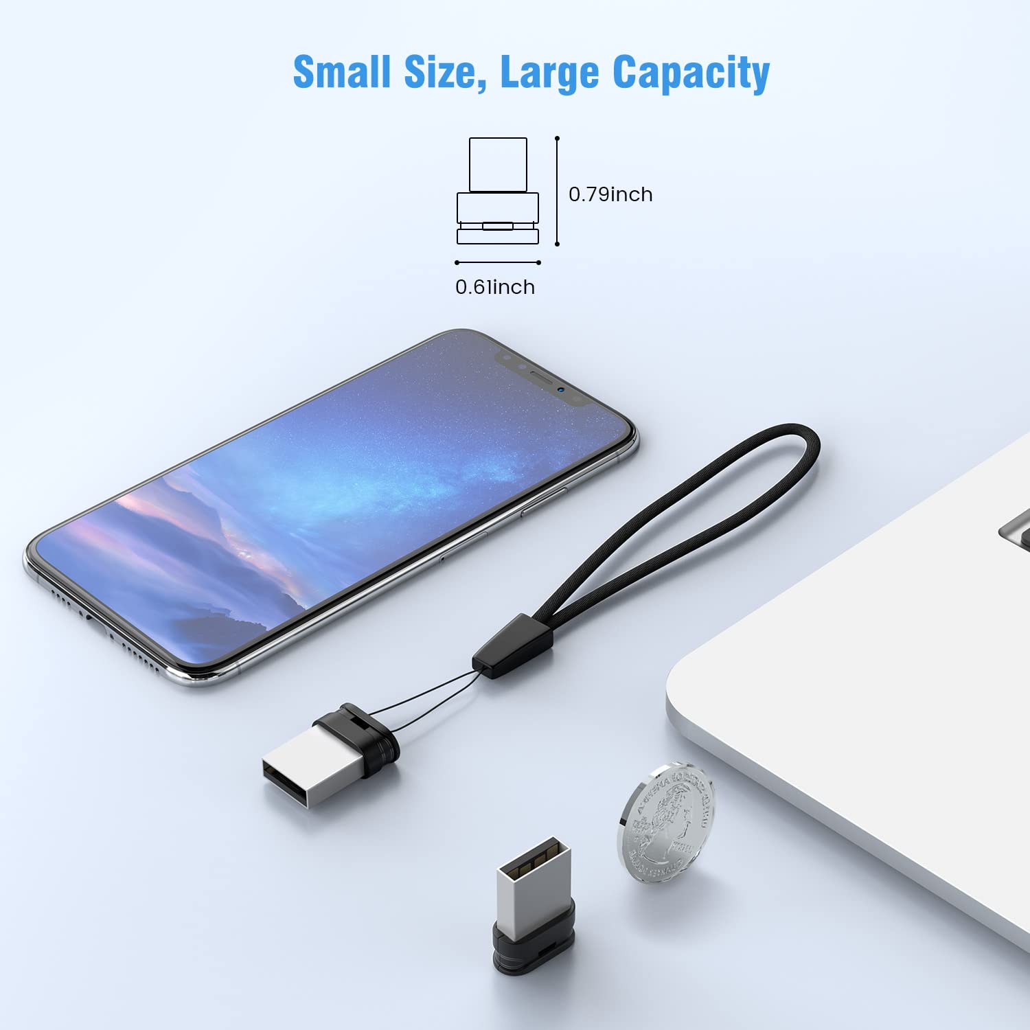 K&ZZ 32GB Ultra Slim Flash Drive 200 Pack 32 GB Mini USB Flash Drives with Portable Lanyard 32G Small Memory Stick USB Drive Thumb Drives, Black