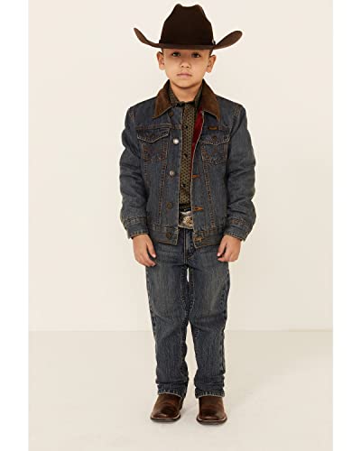 Wrangler Boys' Big Western Lined Jacket, Sherpa Rustic Blue, Large
