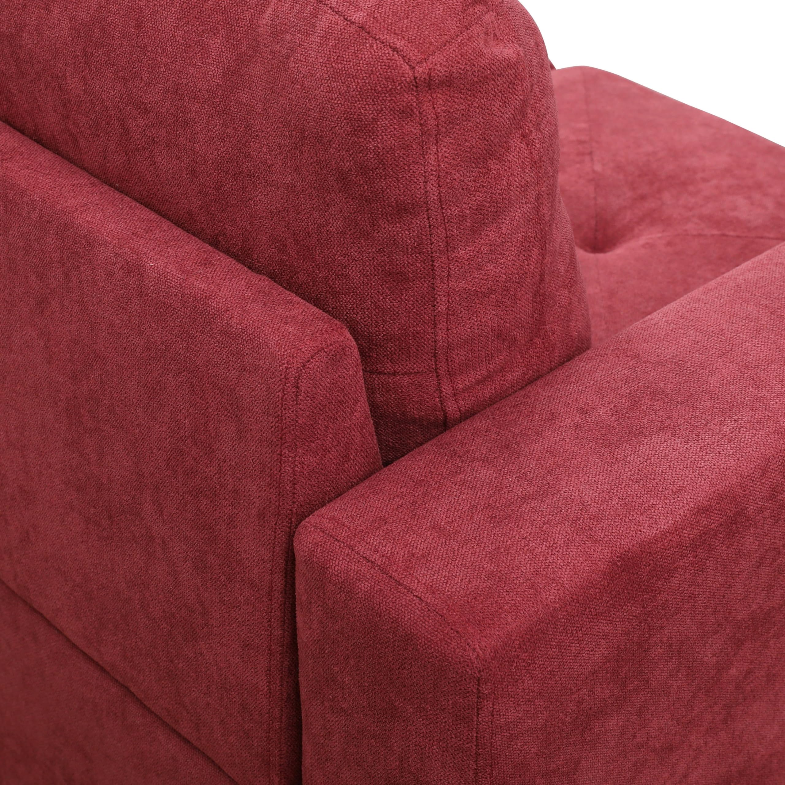 LOPOO 3-Piece 97.5'' L-Shaped Sectional Sofas with 66.5'' Chaise Lounge and Storage Ottoman, Flannelette Modular Large Living Room Couches for Home Office, Living Furniture Right Hand Facing (Red)