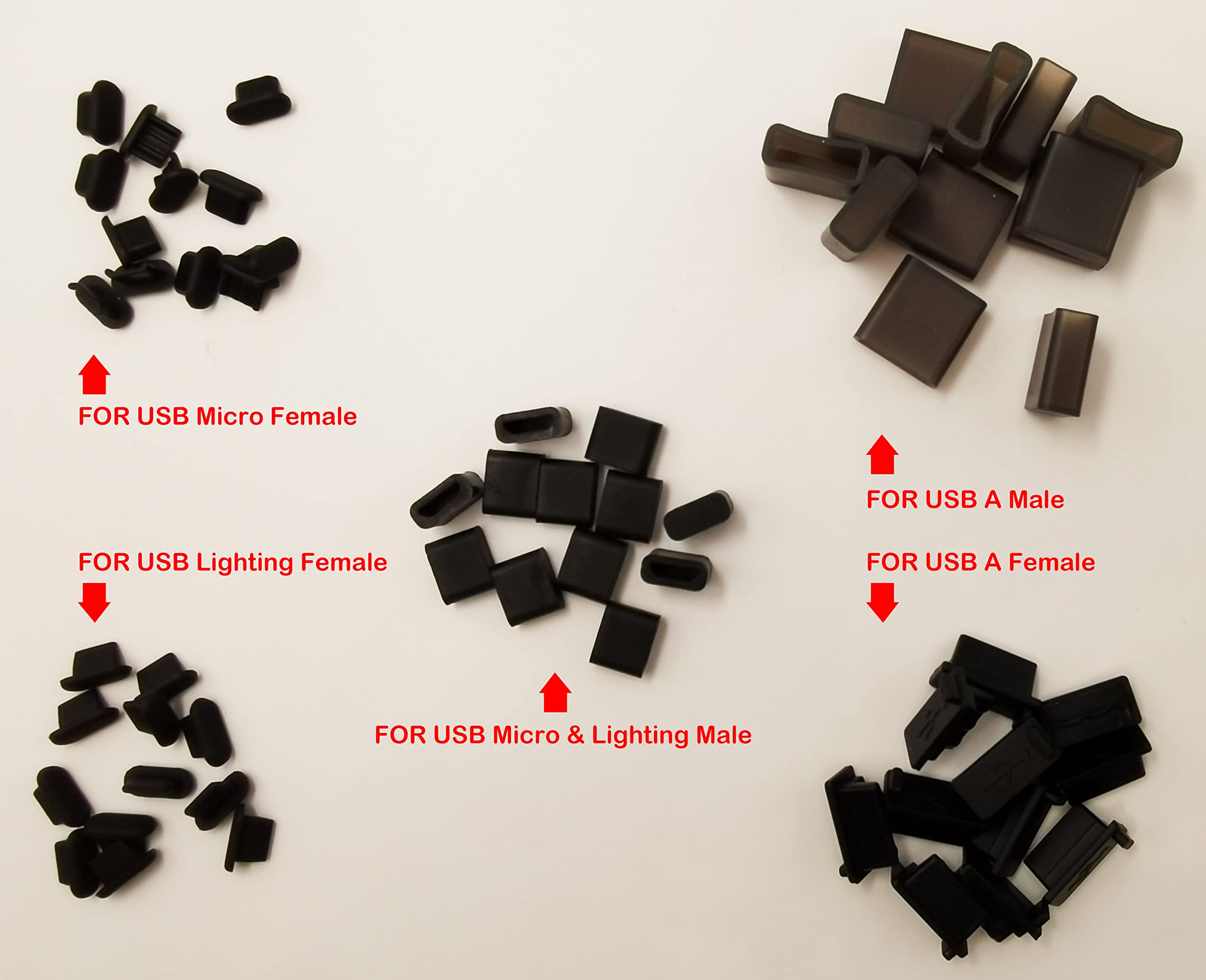 IEUYO Silicone USB A C Micro Lighting RJ45 Anti Dust Plugs Covers Kit for Cellphone Laptop Computer Ethernet Hub ect. Ports Male Female 8Types/100PCS