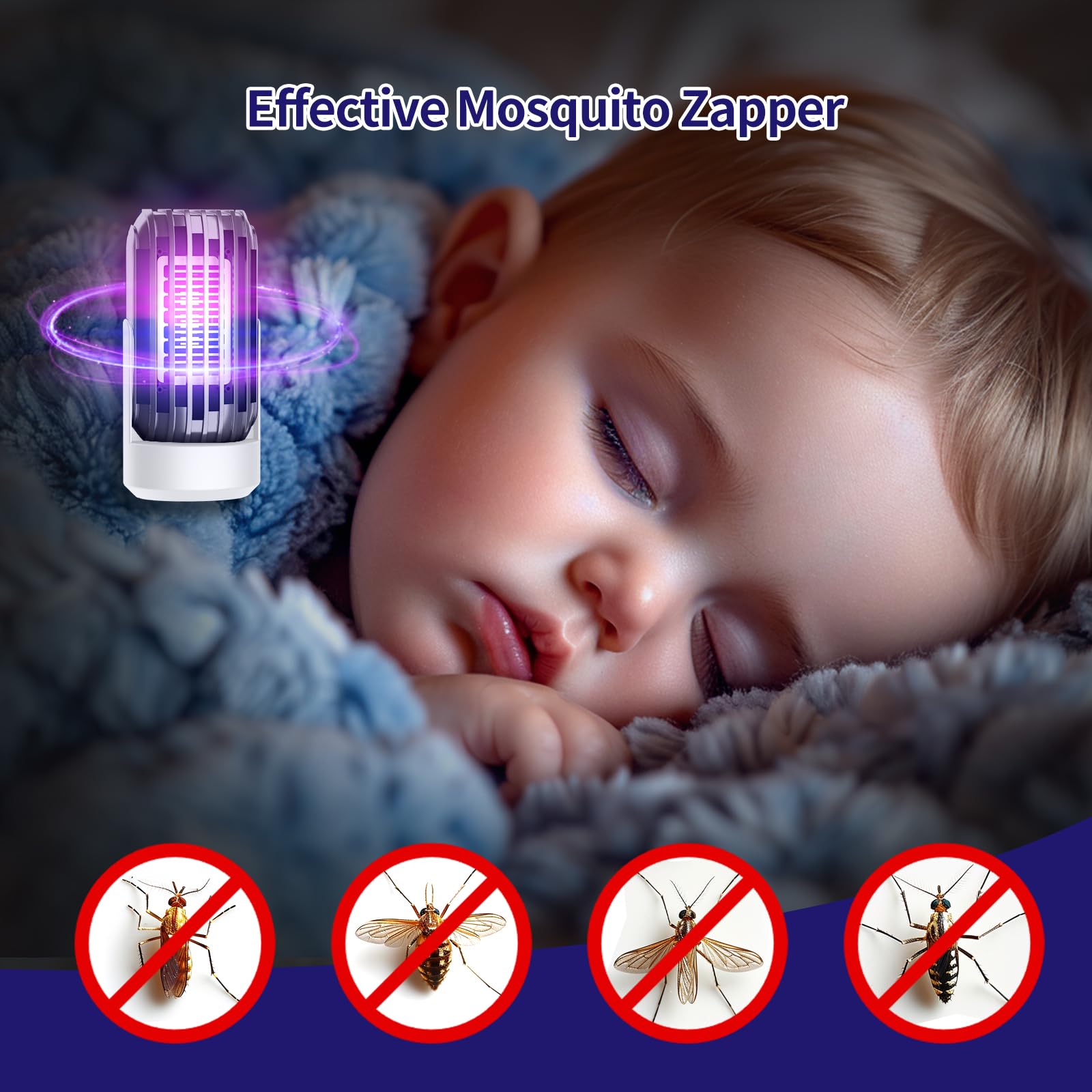 Jahy2Tech Bug Zapper Indoor,4 Pack Electronic Mosquito Zapper Indoor Mosquito Killer Lamp with UV Light Attractant,Plug in Fruit Fly Traps Indoor for Home, Living Room, Office Pest Control, Gery
