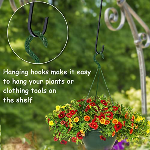 TUCEWP 8 Pack 12 Inch Large S Hooks Black Heavy Duty Hooks for Hanging Plants Long Metal Hook Hanger S Shaped Hooks for Hanging Closet,Pots and Pans,Basket,Bird Feeders, Garden Indoor Outdoor