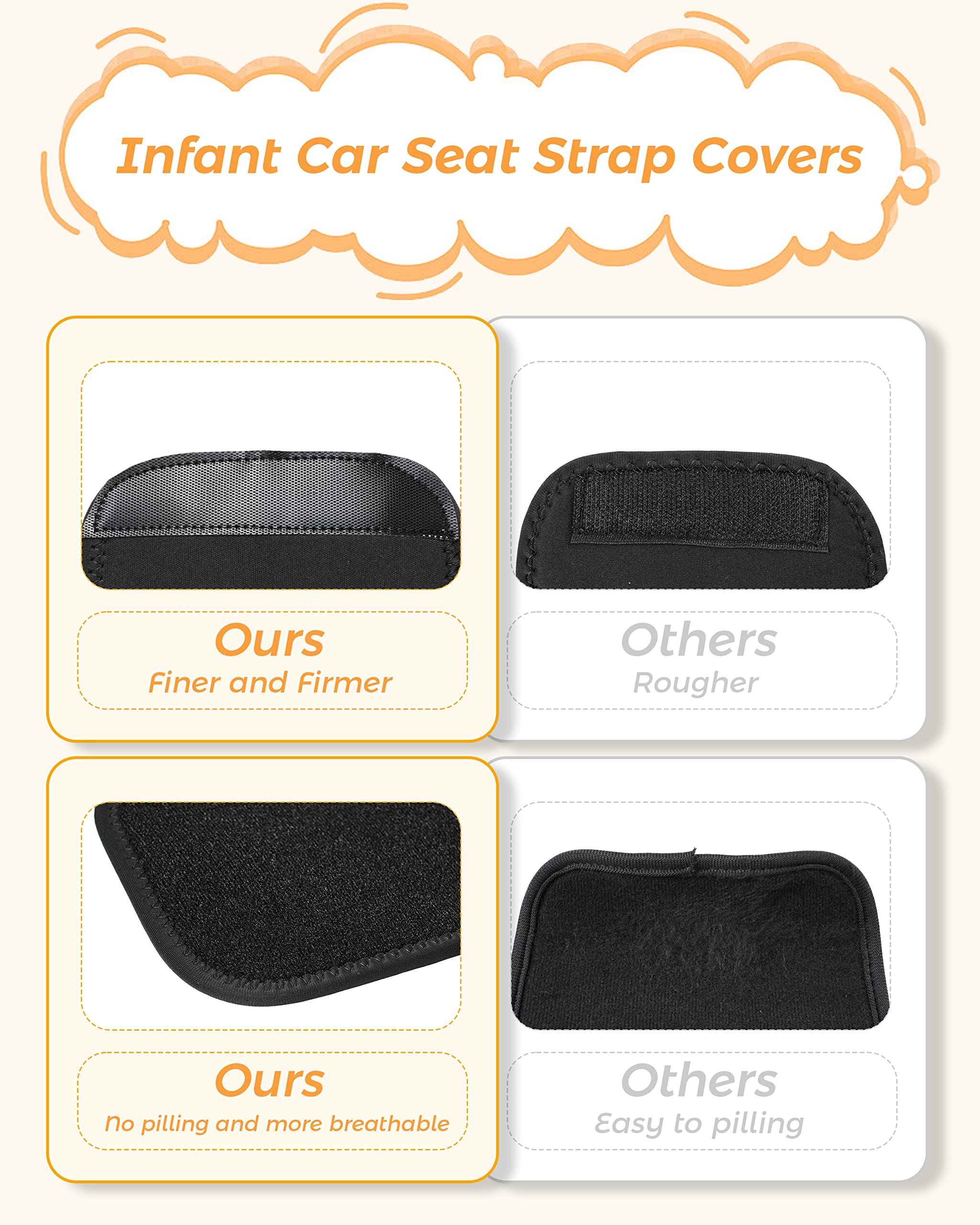 Infant Car Seat Strap Covers,6 Pcs Super Soft Shoulder Strap Pads, Baby Car Seat Cushion, Seat Belt for All Car Seats, Pushchair and Stroller