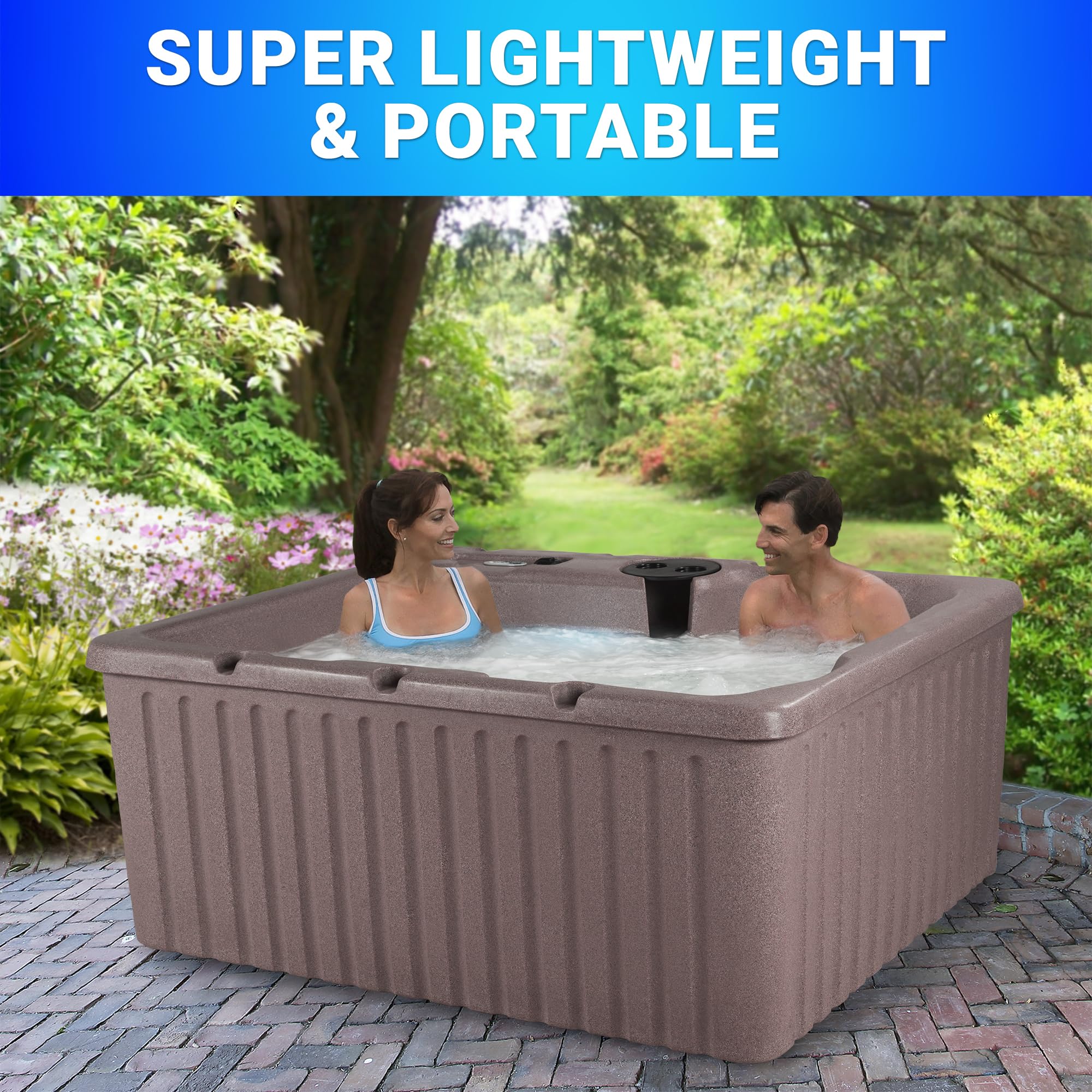 Essential Hot Tubs 14-Jet Newport Hot Tub, Seats 3-4, 3 Passive Therapy Seats Plus Full Body Massage Lounger, Millstone