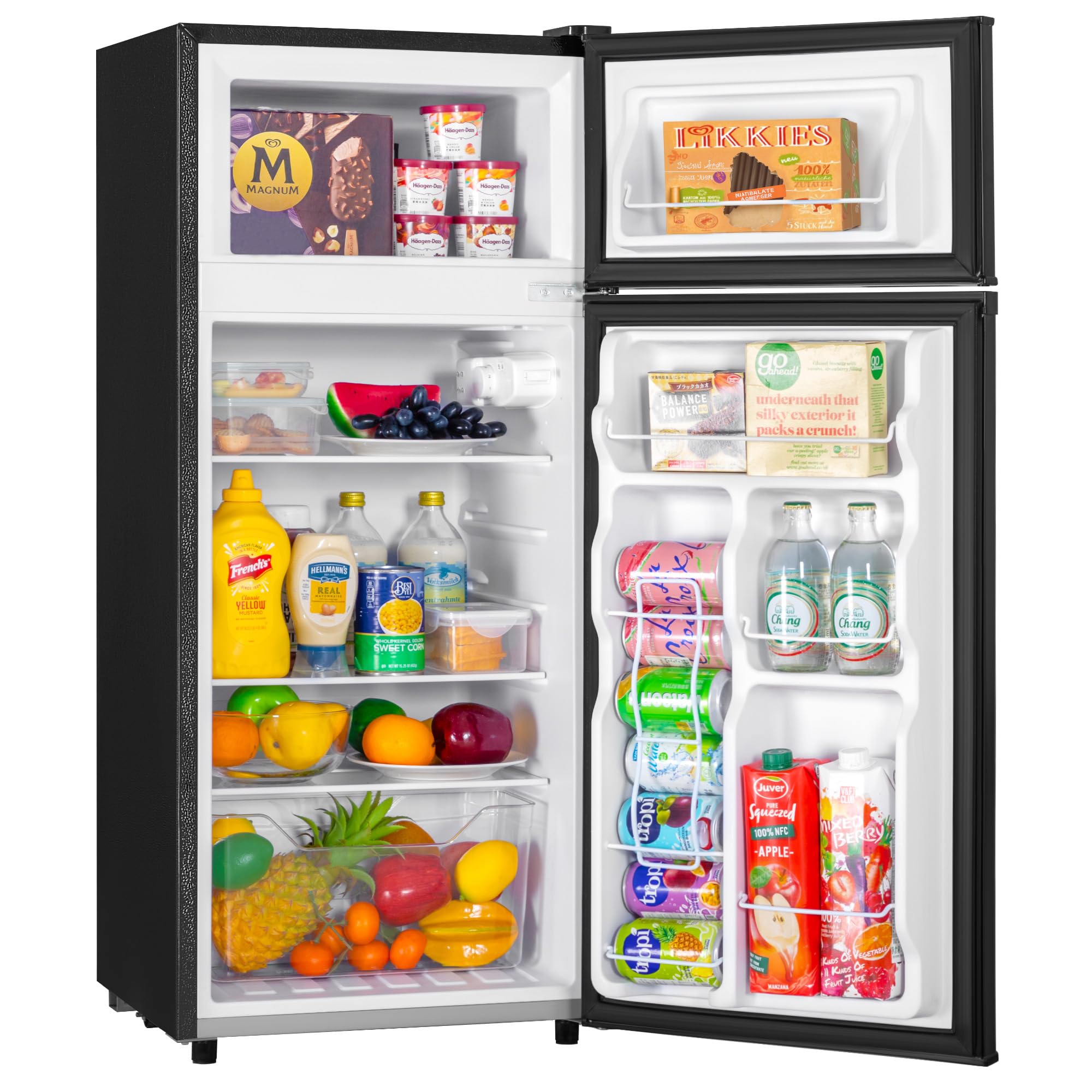 Manastin 4.5 Cu.ft Mini Fridge with Freezer, Small Refrigerator with 2 Doors for Office, Kitchen, Dorm and Bedroom, Mini Refrigerator with Adjustable Shelves (Black)