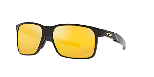 Oakley Men's OO9460 Portal X Rectangular Sunglasses, Polished Black/Prizm 24K Polarized, 59 mm