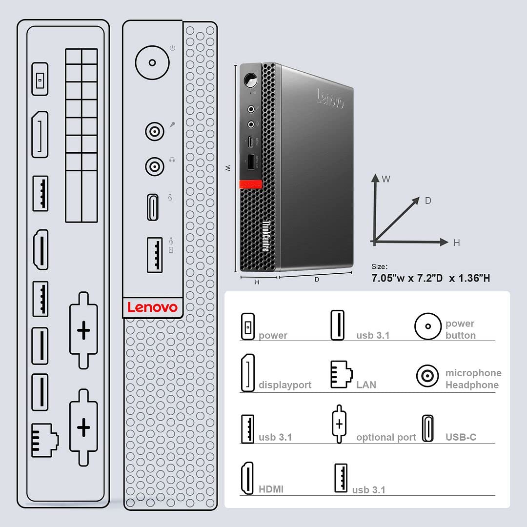 Lenovo ThinkCentre M920q Tiny Desktop, Intel i5-9500T Up to 3.70GHz, 16GB RAM 256GB NVMe SSD, Windows 11 Pro Business Home PC, Wireless WiFi Bluetooth HTPC Computer (Renewed)