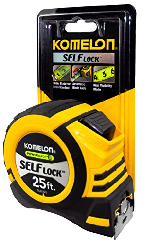 Komelon SL52425; 25' x 1.06" Self-Lock Powerblade II Tape Measure, Yellow/Black
