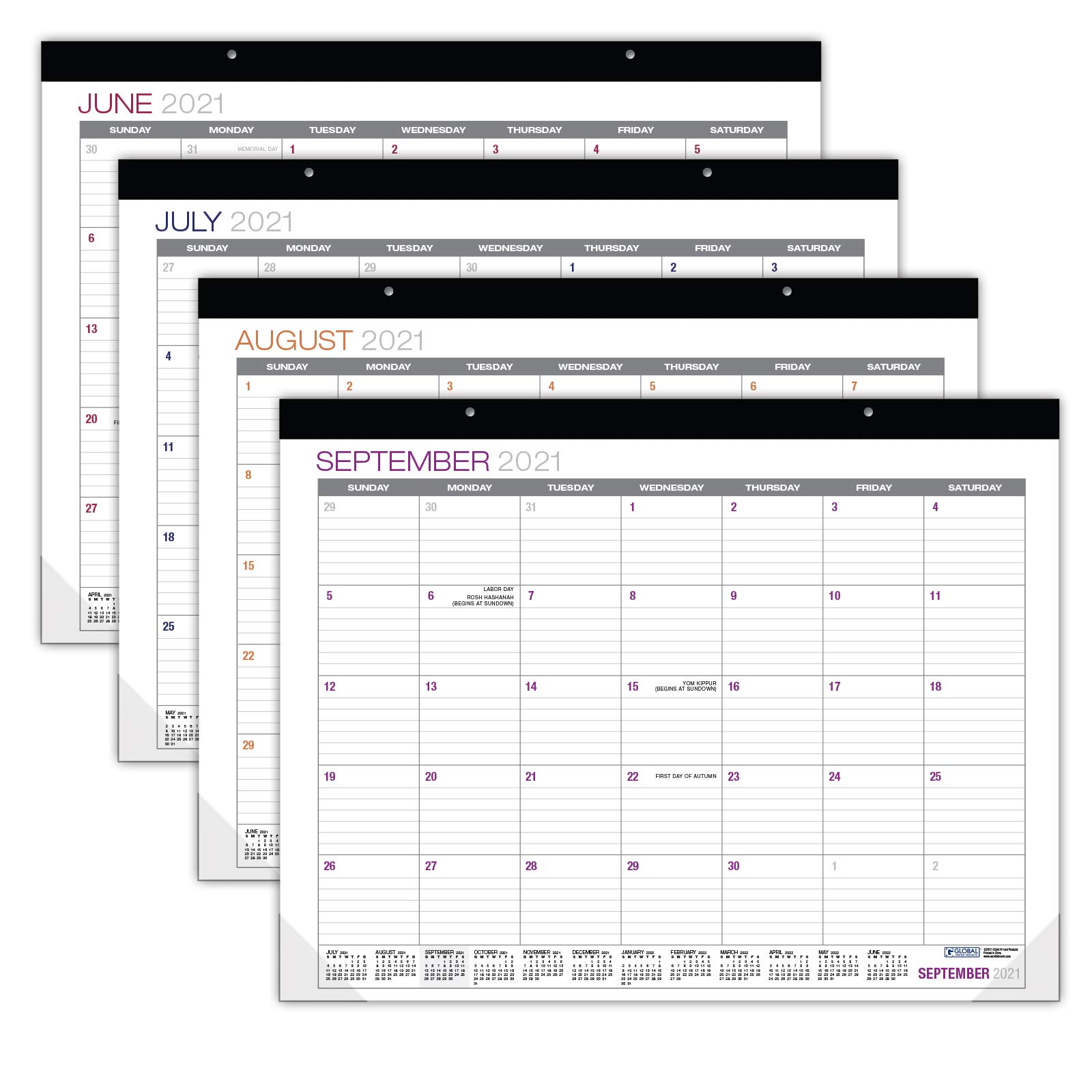 Global Printed Products Professional Desk Calendar 2022: Large Monthly Pages - 22"x17" - Runs Through December 2022 (Pack of 1)