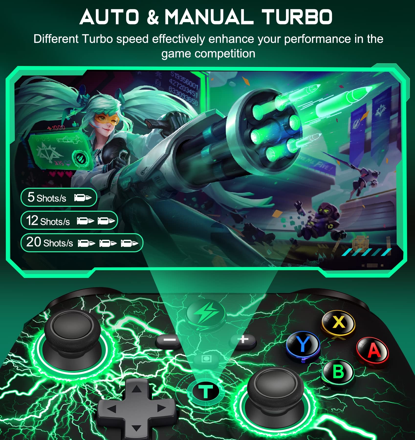 EXTREMECOOL Switch Controllers, Wireless Switch Pro Controller with RGB Breathing LED/Macro/Turbo/Vibration/Motion Control, Pro Controller Remote for Switch/Lite/OLED/iOS/Android/Windows PC