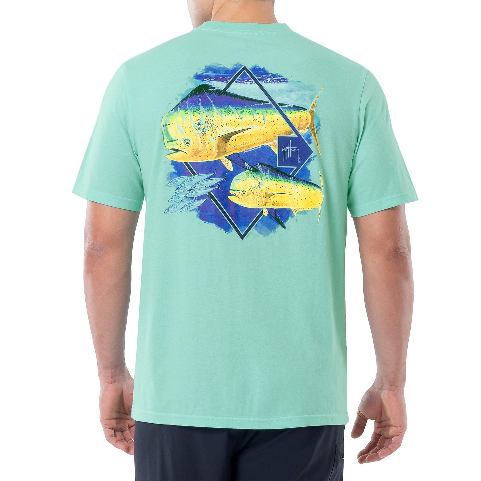Guy Harvey Men's Short Sleeve T-Shirt, Beach Glass/Diamond Cut, X-Large