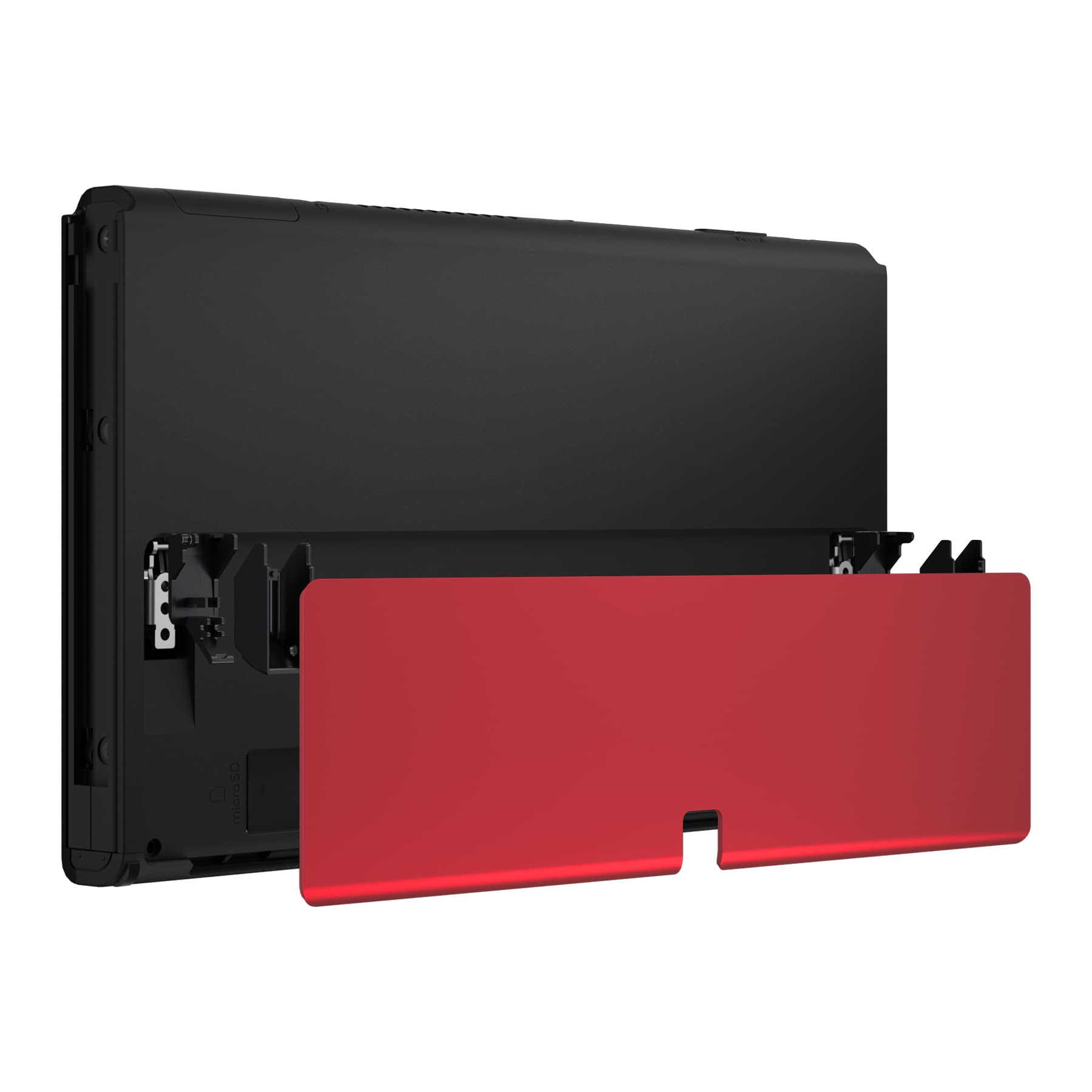 eXtremeRate Black Soft Touch Replacement Metal Kickstand for Nintendo Switch OLED Console, Metal Back Bracket Holder Kick Stand for Nintendo Switch OLED - Console NOT Included