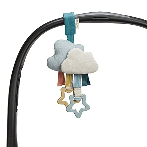 Itzy Ritzy Jingle Travel Toy for Stroller, Car Seat or Activity Gym - Baby Hanging Toy Features Jingle Sound, Clinking Rings & Adjustable Attachment Loop (Pastel Rainbow)